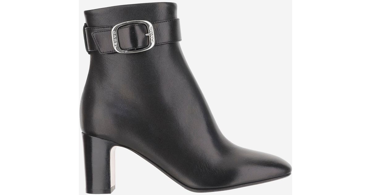 CAREL PARIS Thelma Leather Ankle Boots in Black | Lyst