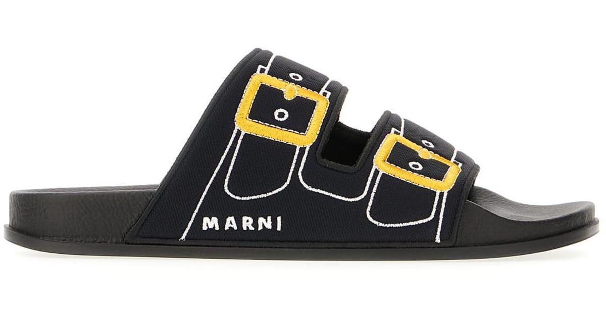 Marni Rubber And Fabric Slippers in Black for Men | Lyst