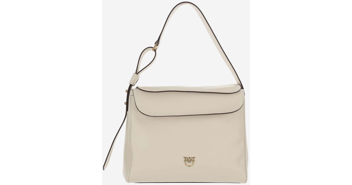 Pinko Leather Hobo Bag in Natural | Lyst