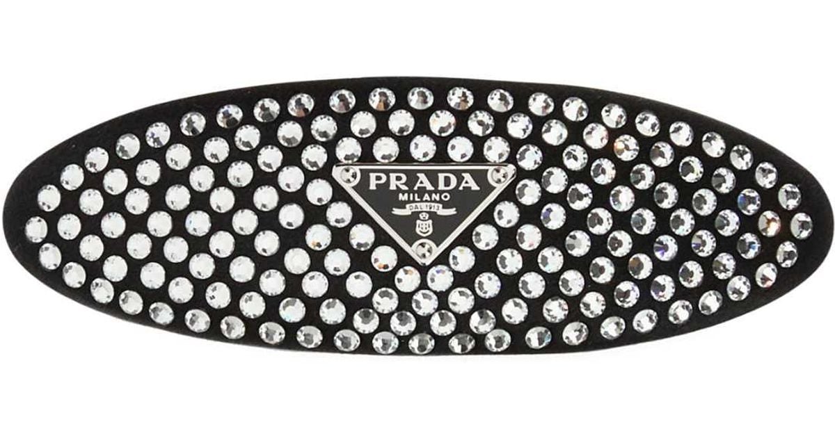 Prada Satin Hair Clip in White | Lyst UK