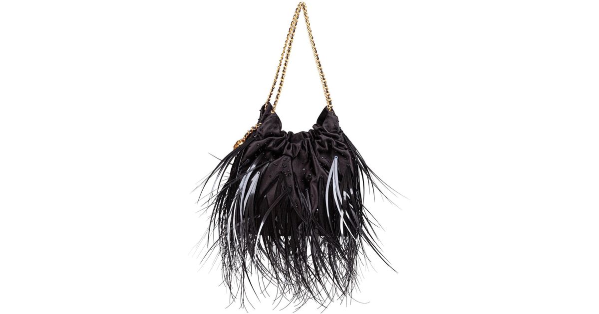 Tory Burch Fleming Mini Hobo Fabric Bag With Feathers And Beads in ...