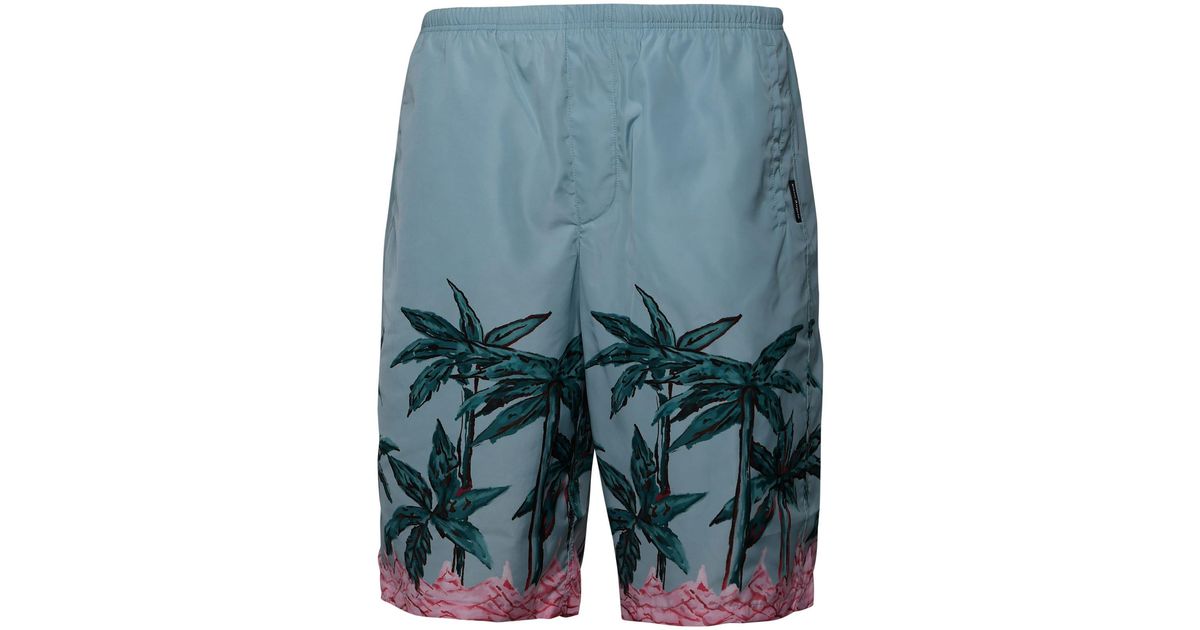 Palm Angels Light Blue Polyester Bermuda Shorts for Men | Lyst