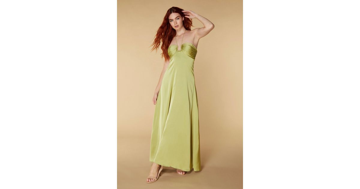 Jarlo Deborah Halter Neck Maxi Dress With U-Bar Detail in Green | Lyst