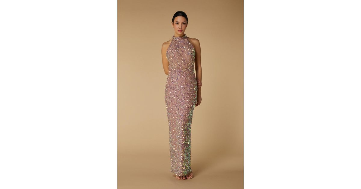 Jarlo Yolanda High Neck Sequin Maxi Dress With Back Strap Detail in ...