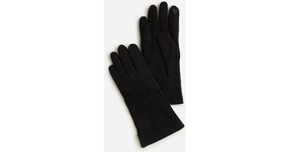 J.Crew Italian Suede Tech-Touch Gloves in Black | Lyst