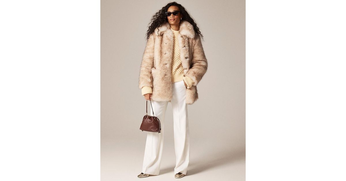 J.Crew Faux-Fur Coat in Natural | Lyst