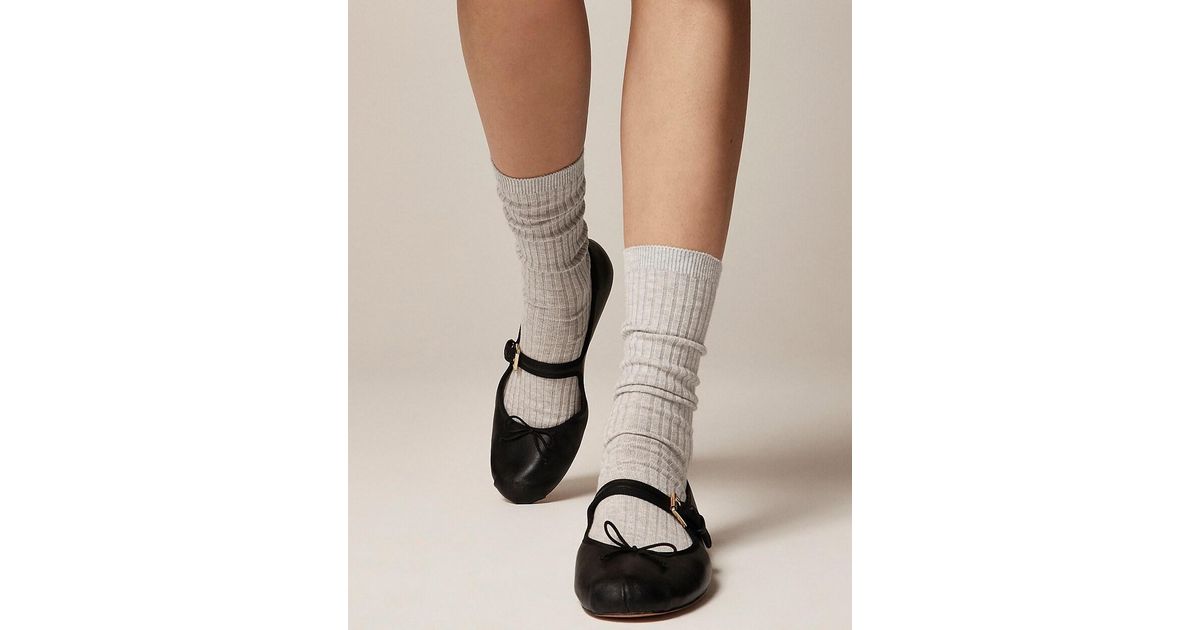 J.Crew Cozy Ribbed Cotton Trouser Socks Three-Pack in Natural | Lyst