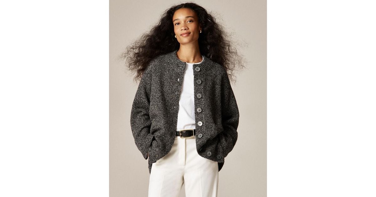 J.Crew Relaxed Milano-Stitch Cardigan in Black | Lyst