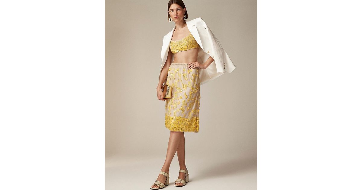 J.Crew Pre-Order Collection Flower-Sequin Midi Skirt in Natural | Lyst
