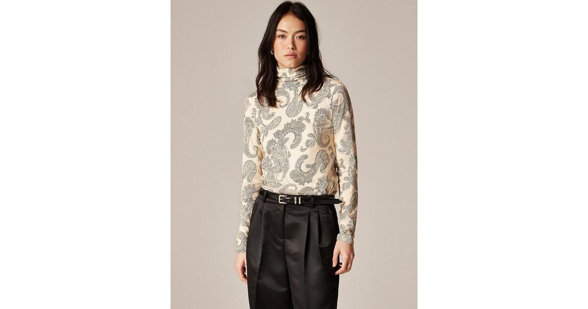 J.Crew Feather Jersey Turtleneck in Natural | Lyst