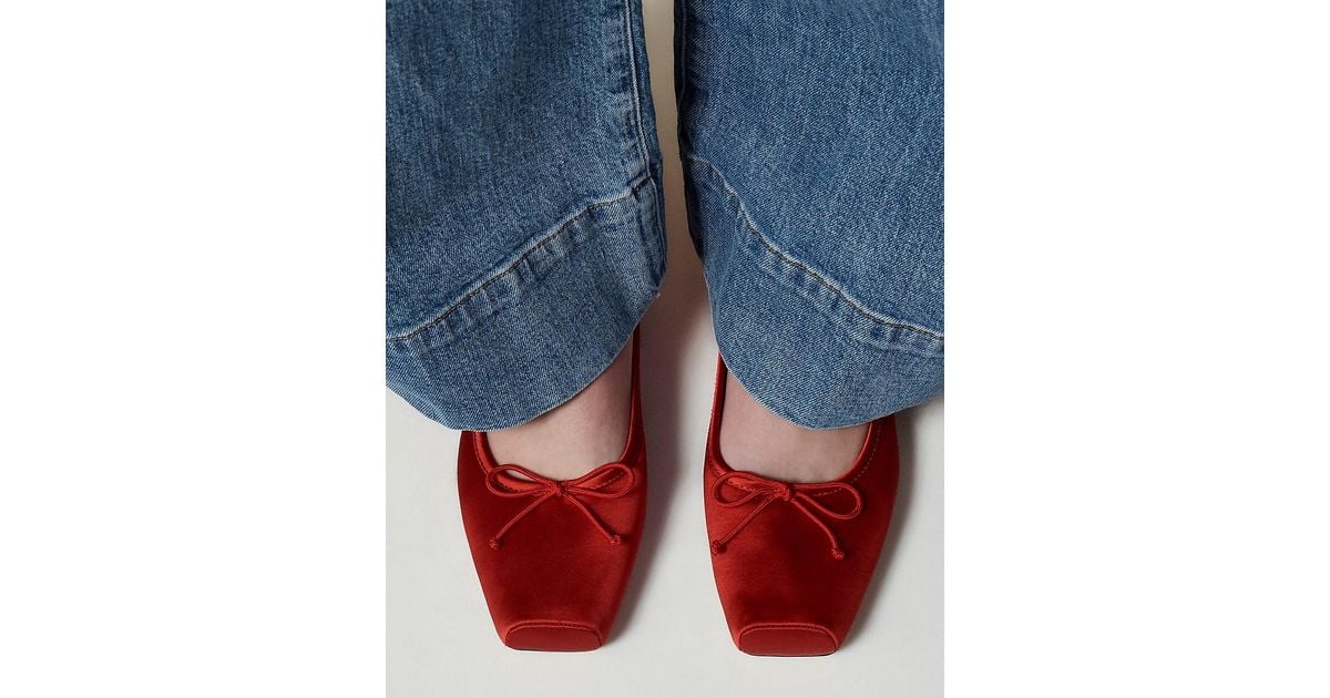 J.Crew Square-Toe Ballet Flats in Red | Lyst
