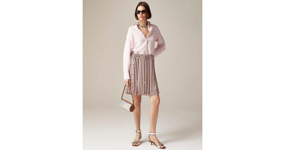 J.Crew Collection Gwen Knee-Length Layered Slip Skirt in Natural | Lyst