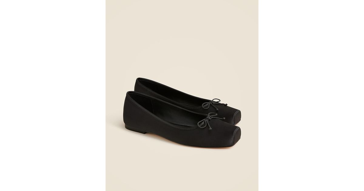 J.Crew Square-Toe Ballet Flats in Black | Lyst