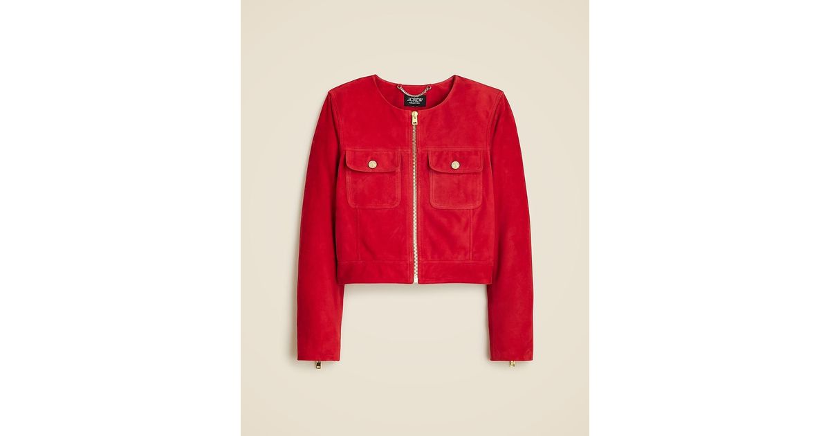 J.Crew Collection Suede Jacket in Red | Lyst
