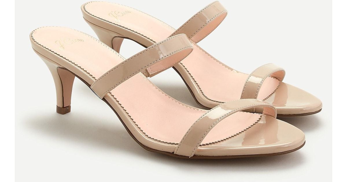 Jcrew Kitten Heel Sandals In Patent Leather In Natural Lyst
