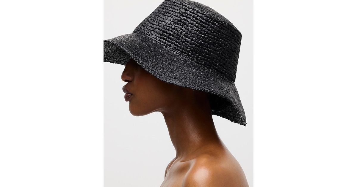 J.Crew Wide-Brim Raffia Bucket Hat in Black | Lyst