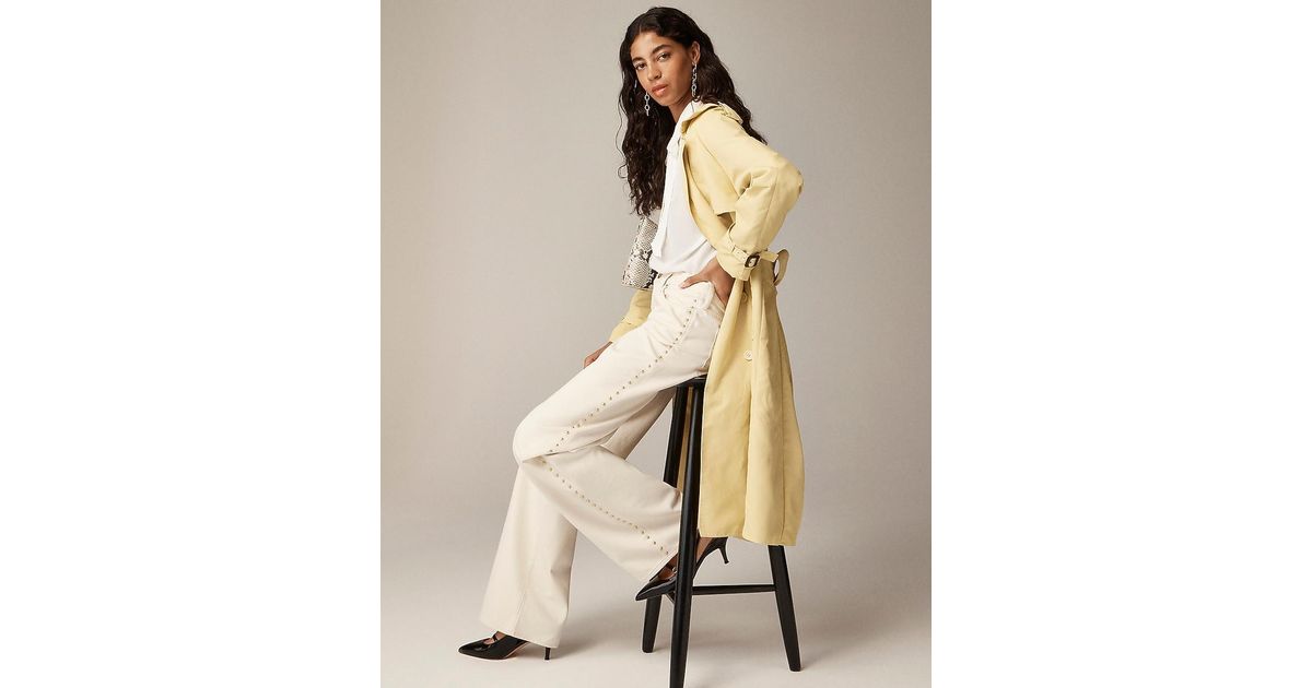 J.Crew Studded Lower-Rise Wide-Leg Jean in Natural | Lyst