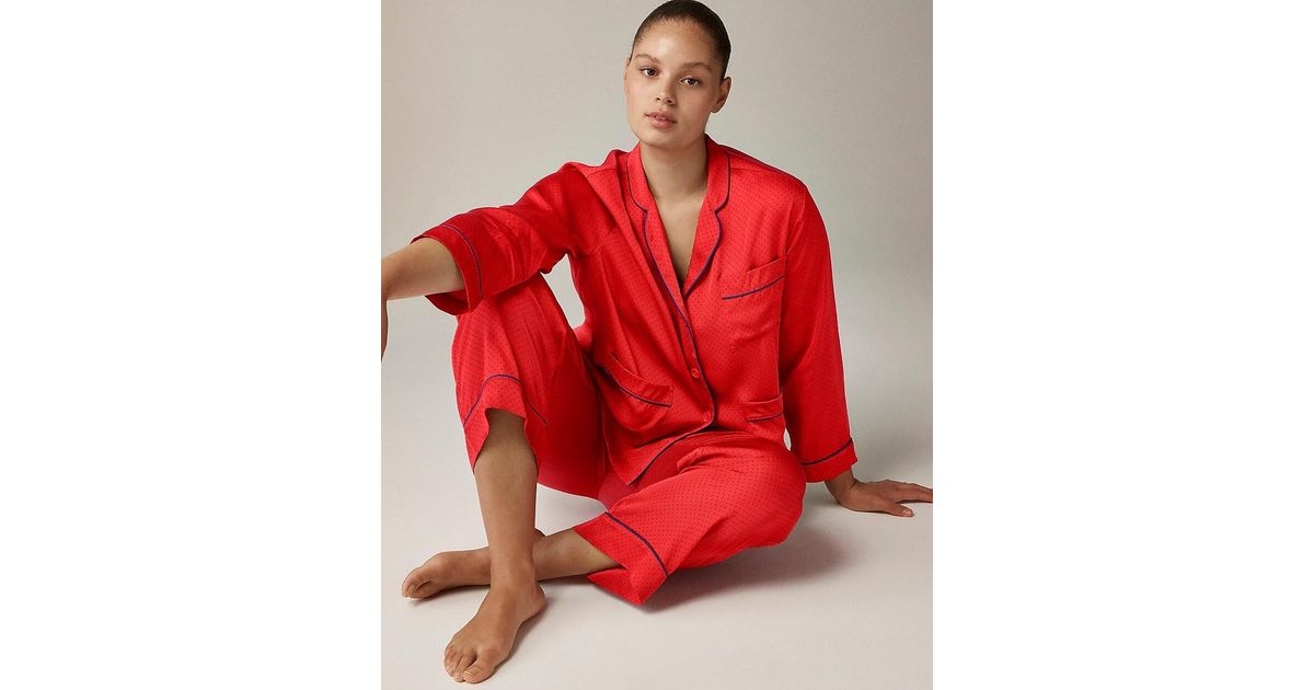 J.Crew Satin Pajama Pant Set in Red | Lyst