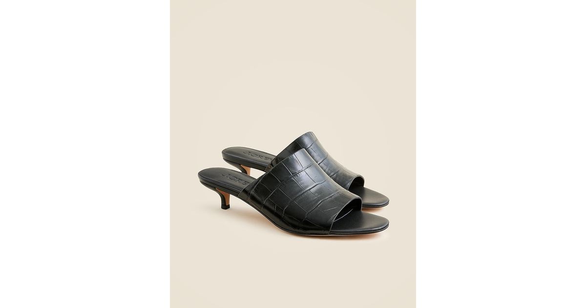 J.Crew Wide-Strap Mule Heels in Black | Lyst