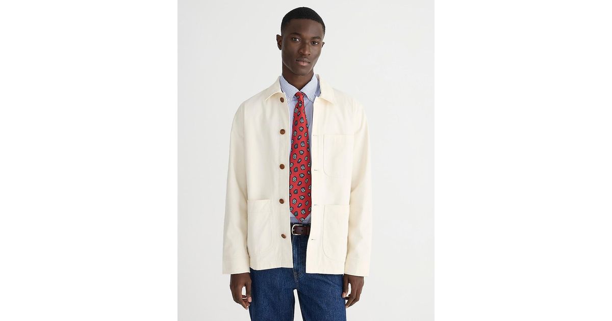J.Crew Wallace & Barnes Lightweight Twill Chore Jacket in White for Men | Lyst