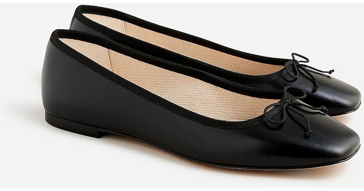 J.Crew Quinn Square-Toe Ballet Flats in Black | Lyst