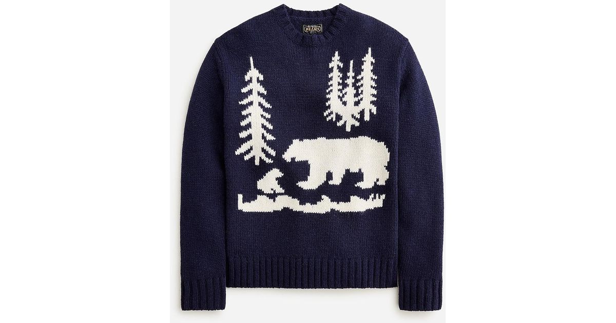 J.Crew Beams Plus Wool Sweater With Winter Scene in Blue for Men | Lyst