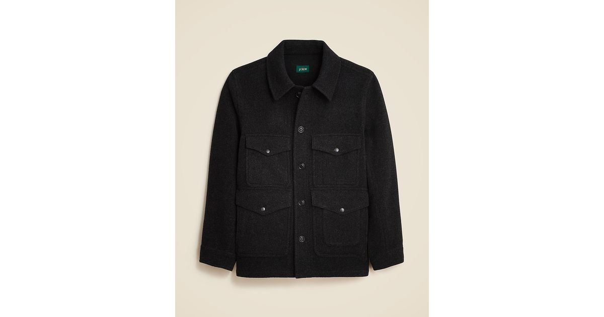 J.Crew Double-Faced Wool-Blend Cruiser Jacket in Black for Men | Lyst