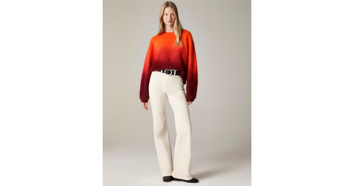 J.Crew Dip-Dyed Brushed Cashmere Crewneck Sweater in Red | Lyst