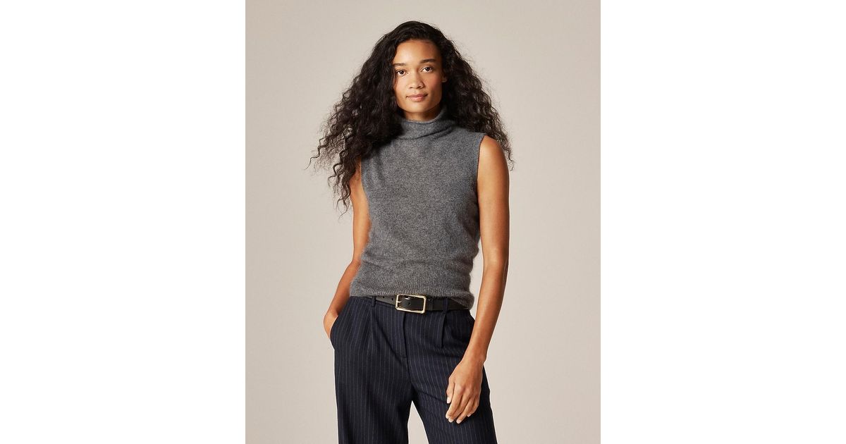 J.Crew Brushed Cashmere Turtleneck Sweater Shell in Blue | Lyst
