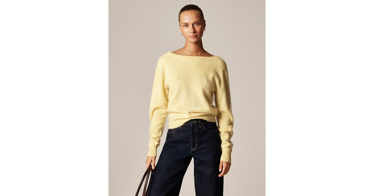 J.Crew Brushed Cashmere Relaxed-Fit Reversible Cardigan in Natural | Lyst