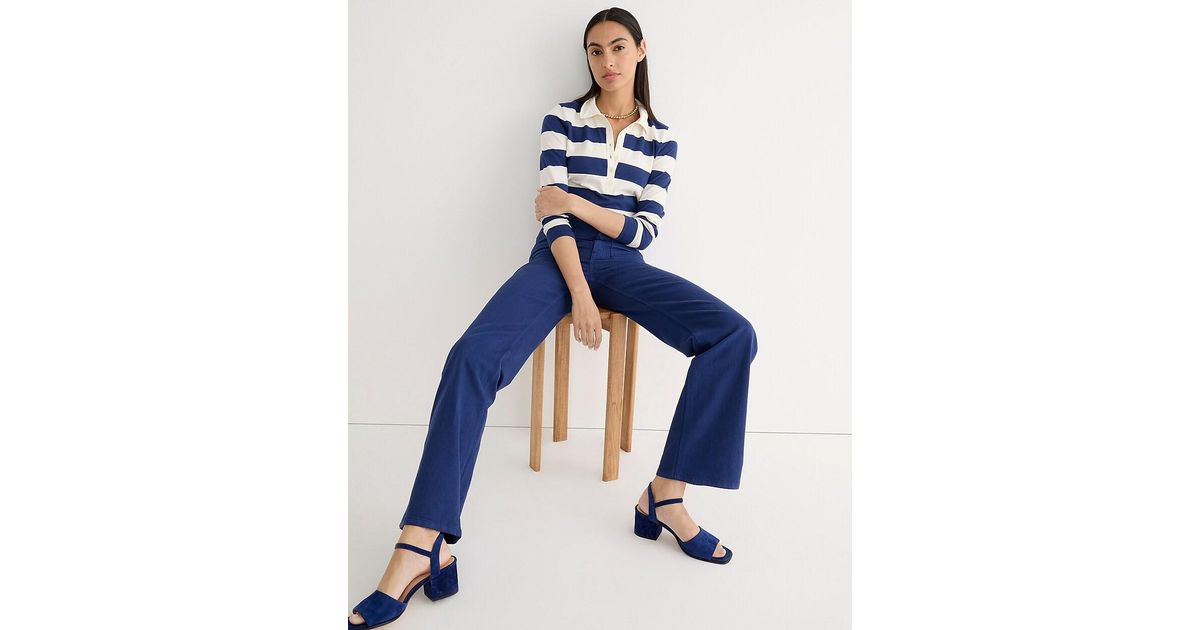 J.Crew High-Rise Full-Length Garment-Dyed Flare Jean in Blue | Lyst