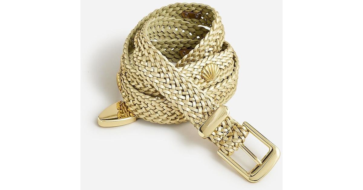 J.Crew Braided Italian Leather Belt With Shells in Metallic | Lyst