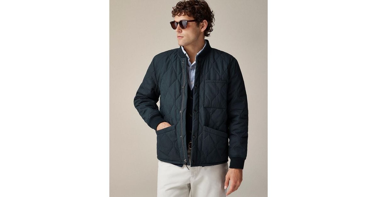 J.Crew Quilted Flight Jacket With Primaloft in Blue for Men | Lyst