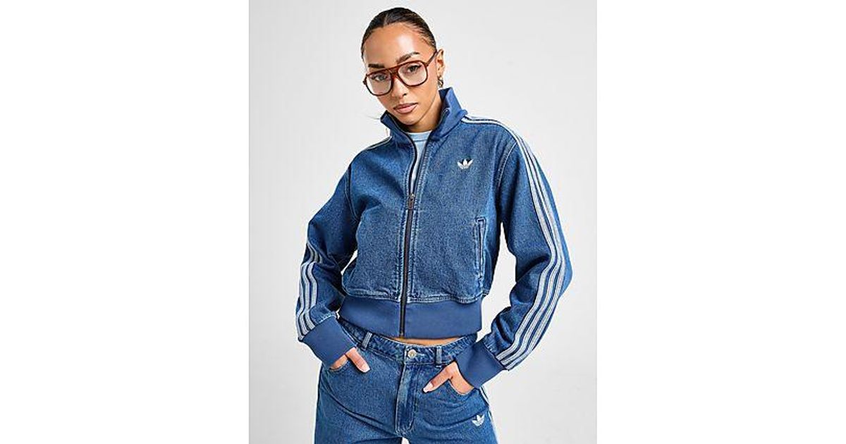 adidas Originals Denim Firebird Track Top in Blue | Lyst UK
