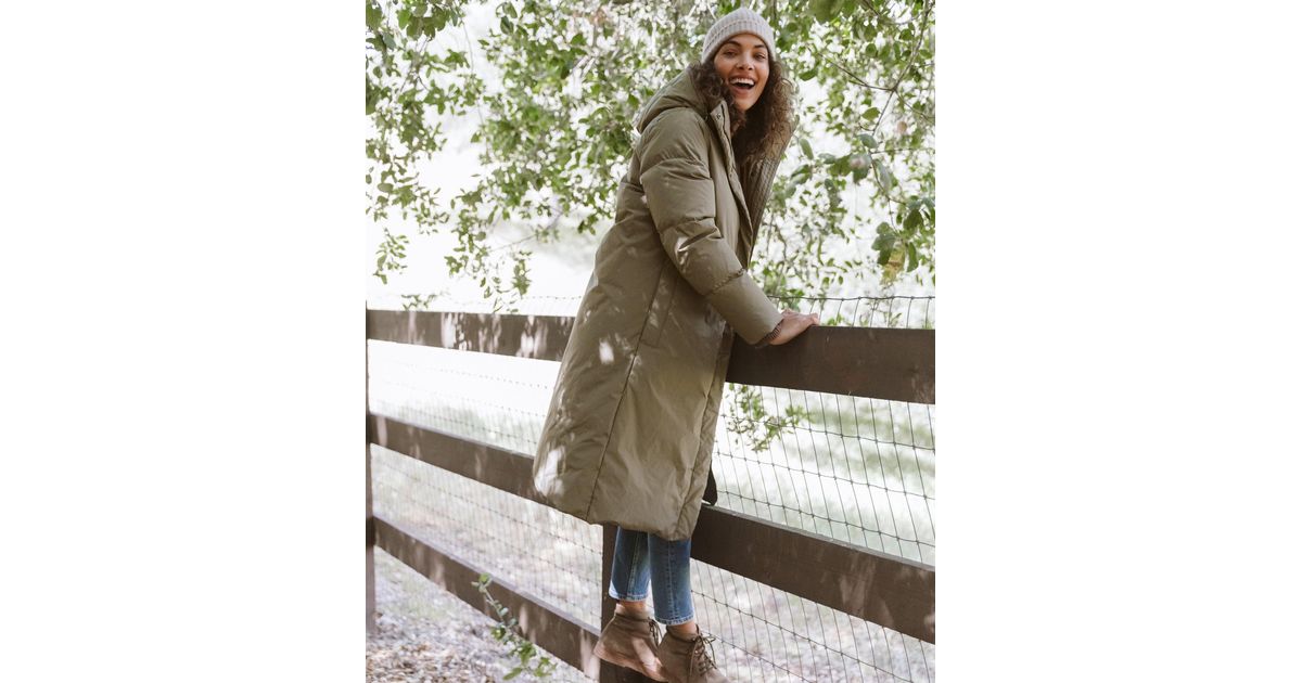 Jenni Kayne Long Puffer Jacket in Green | Lyst