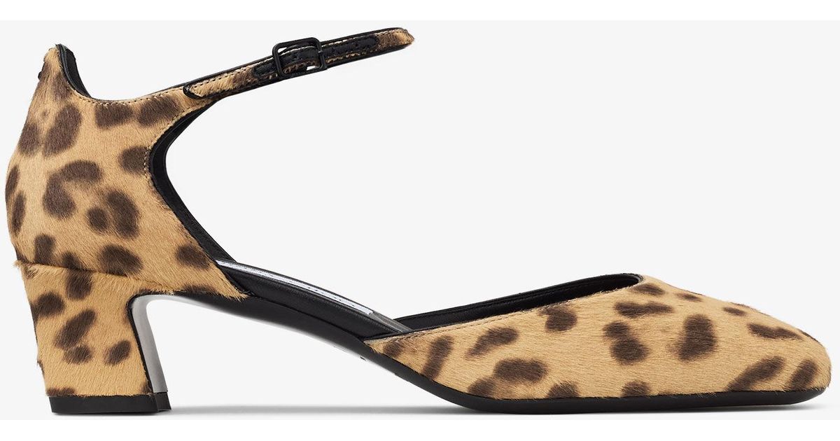 Jimmy Choo Pixie Block Heel 45 in Natural | Lyst