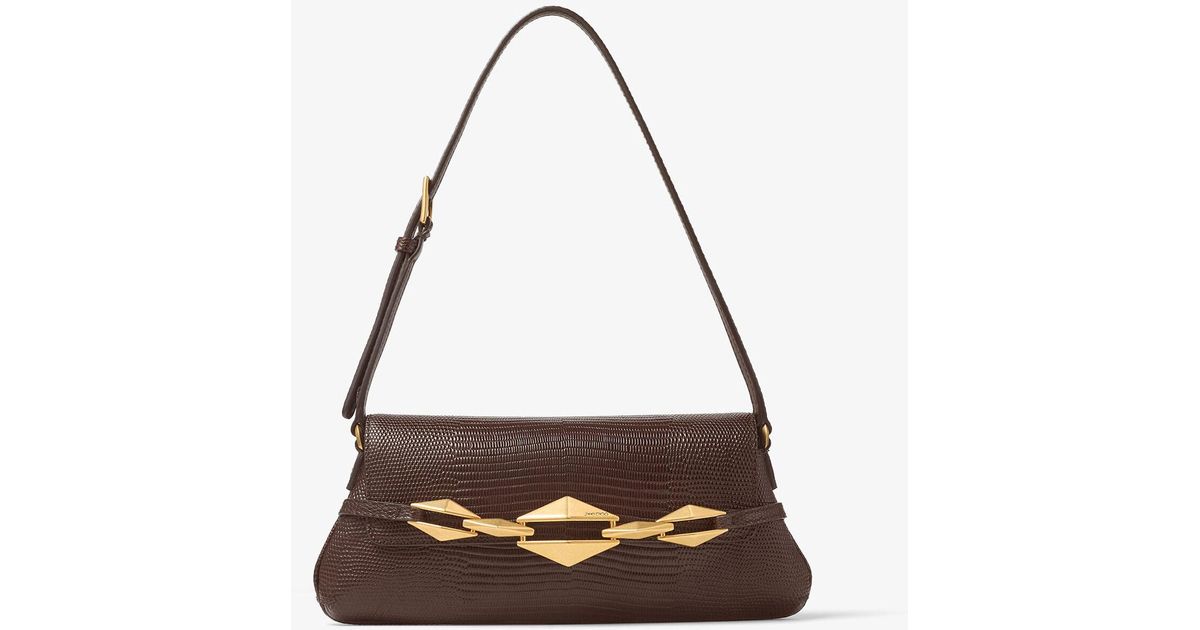 Jimmy Choo Diamond Shoulder East-West S in Brown | Lyst UK