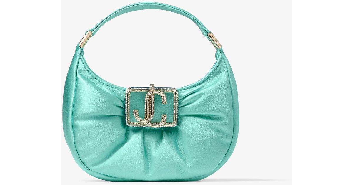 Jimmy Choo Mini Satin Edie Shoulder Bag in Green | Lyst