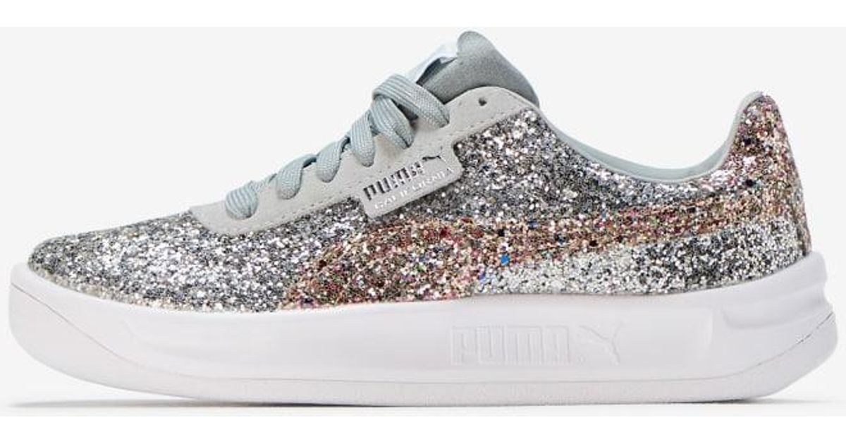 PUMA Leather California Glitz Glitter Sneaker in Silver (Metallic ...