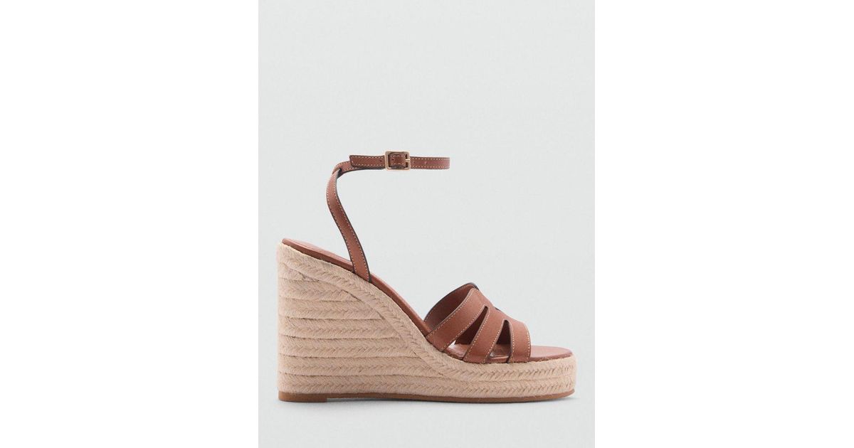 Mango Aurora Espadrille Wedge Sandals in Brown | Lyst UK
