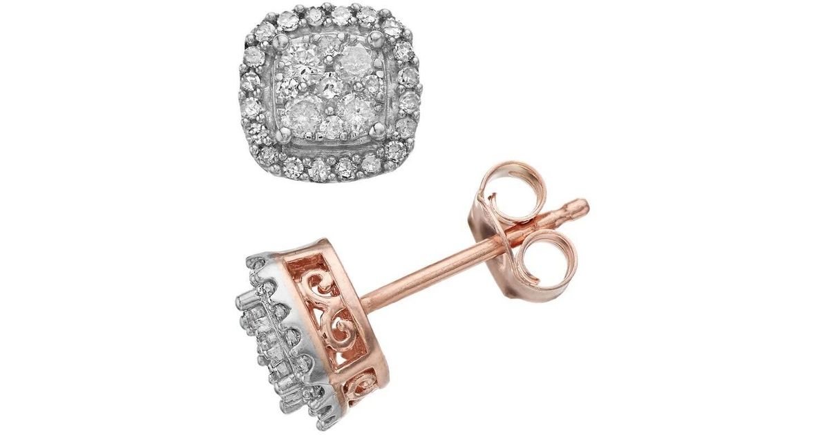 DiamondMuse Diamond Muse 0.50 Cttw Rose Over Sterling Diamond Square ...