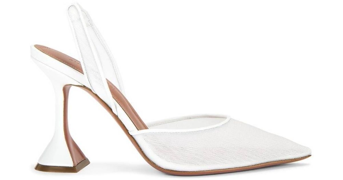 AMINA MUADDI Holli Mesh Slingback Pumps in White | Lyst