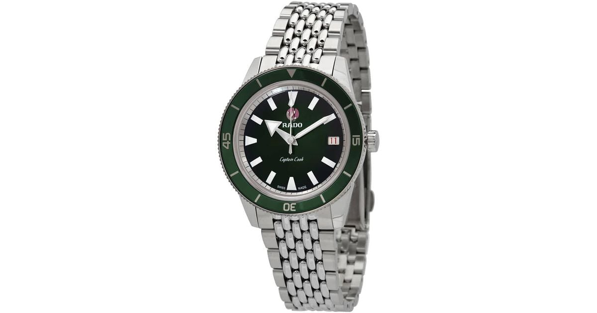 Rado Captain Cook Automatic Green Dial Unisex Watch in Metallic | Lyst