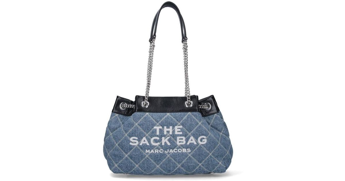 Marc Jacobs Medium Denim Bag The Quilted Chain Sack in Blue | Lyst UK
