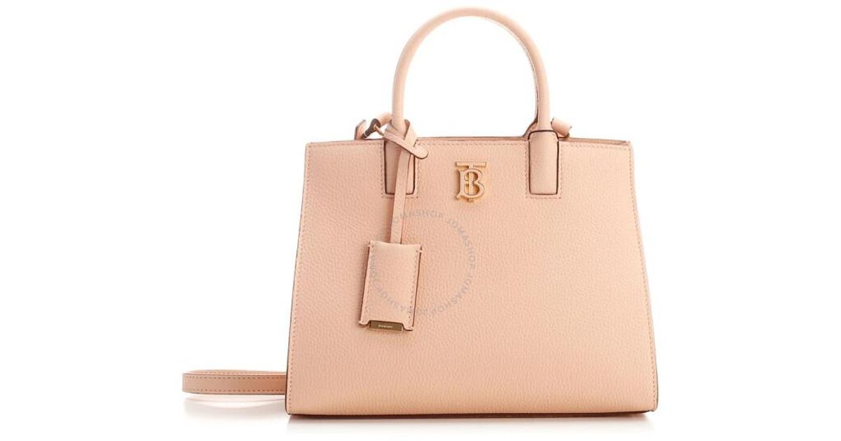 Burberry Mini Frances Logo Plaque Tote Bag in Pink | Lyst