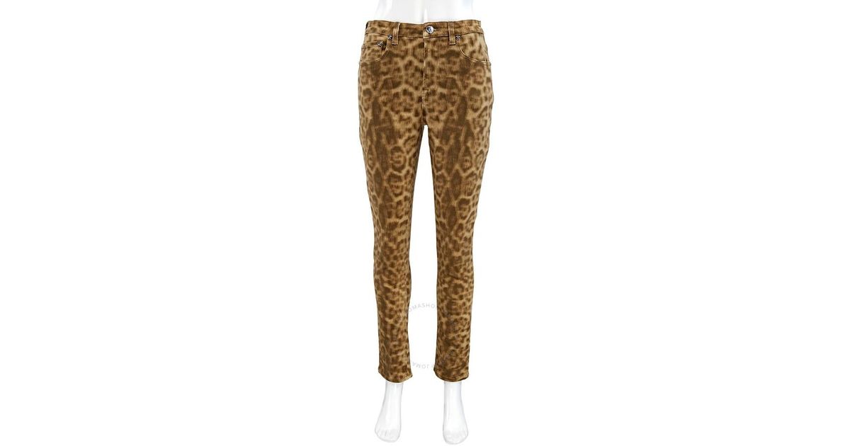 Burberry Ladies Straight Fit Leopard Print Japanese Denim Jeans, Waist ...