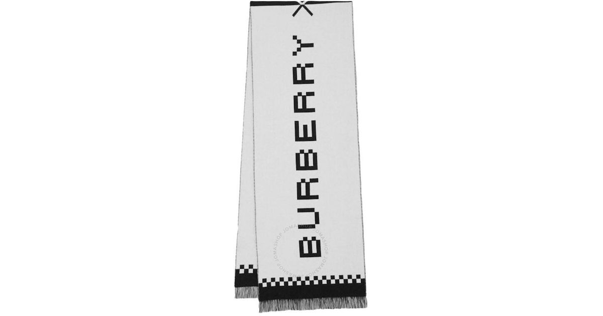 Burberry X Minecraft Logo Jacquard Wool Scarf in White | Lyst