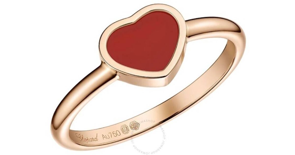 Chopard Happy Hearts 18k Rose Gold Carnelian Ring in Brown | Lyst