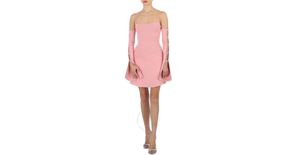 Mach & Mach Light Amelie Crystal Embellished Cutout Mini Dress in Pink ...