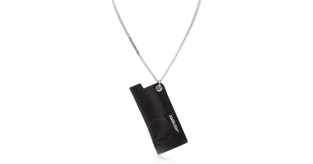 Ambush Er Leather Lighter Case Necklace in Black for Men | Lyst
